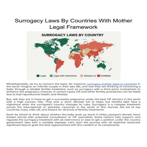 Surrogacy Laws by Countries: Easy Guide 2025 | PDF
