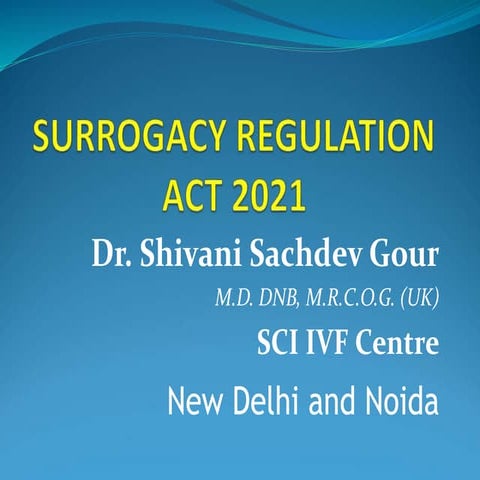 Surrogacy Regulation Act 2021 | PDF