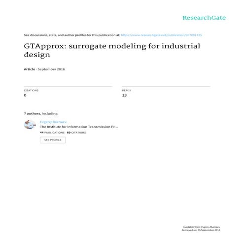 Surrogate modeling for industrial design | PDF | Mechanical and ...