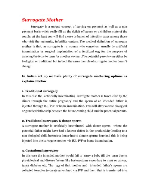 Surrogacy ppt | PPTX | Pregnancy | Reproductive Health