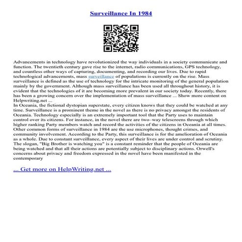 Surveillance In 1984 | PDF