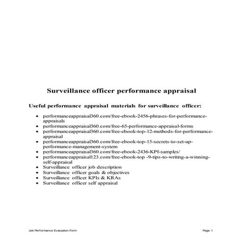 Surveillance officer performance appraisal | DOCX