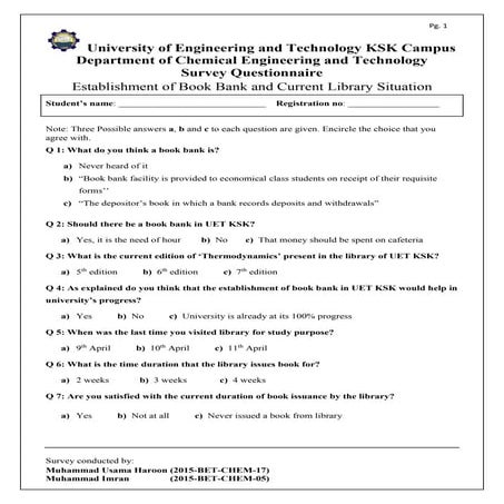 Survey on book bank and library | PDF