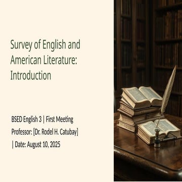 Introduction to Anglo-American Literature Grade 9 students | PPTX