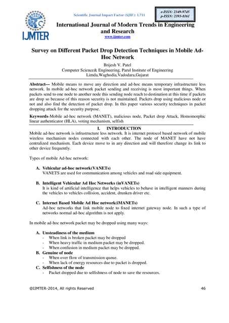 Survey On Different Packet Drop Detection Techniques In Mobile Adhoc Network Pdf
