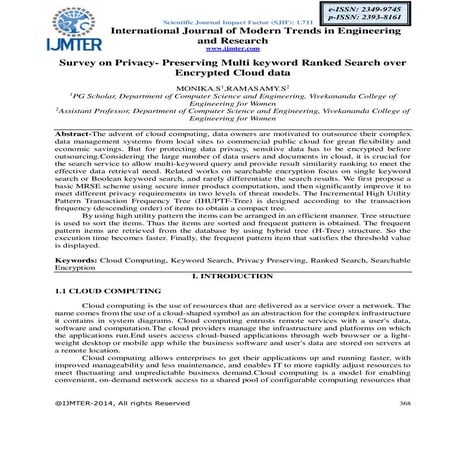 Survey On Privacy Preserving Multi Keyword Ranked Search Over Encrypted Cloud Data Pdf