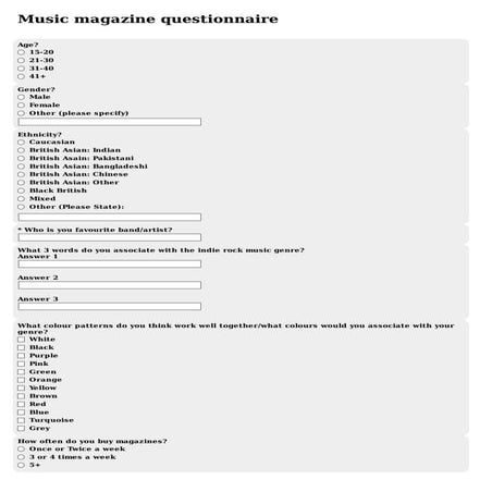 Music questionnaire | PPT