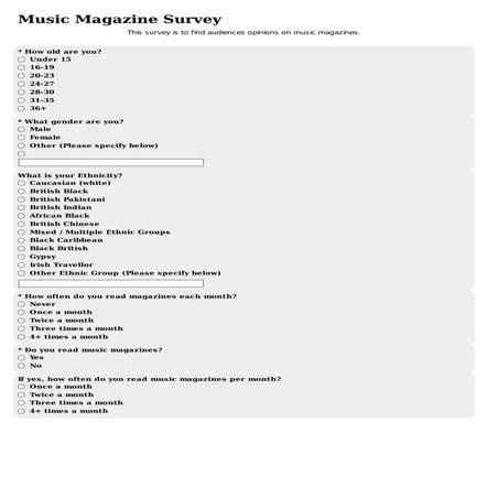 Music Magazine survey | PDF