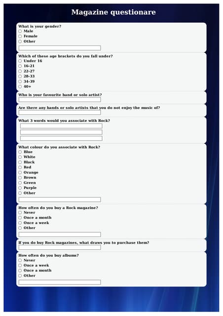 Questionnaire for my band | DOCX
