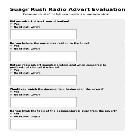Radio Advert Survey | PDF