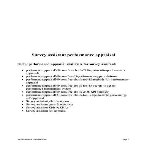 Survey assistant performance appraisal | DOCX