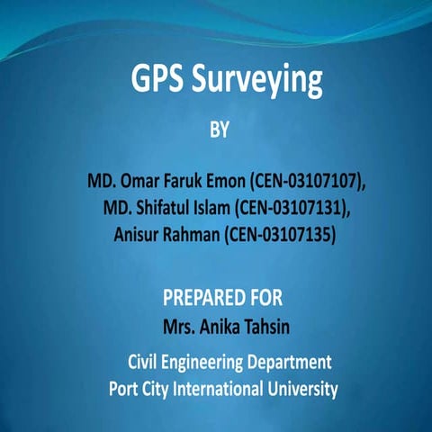 GPS Survery Presentation/ Slides | PPTX | Auto Navigation Systems | Auto Technology
