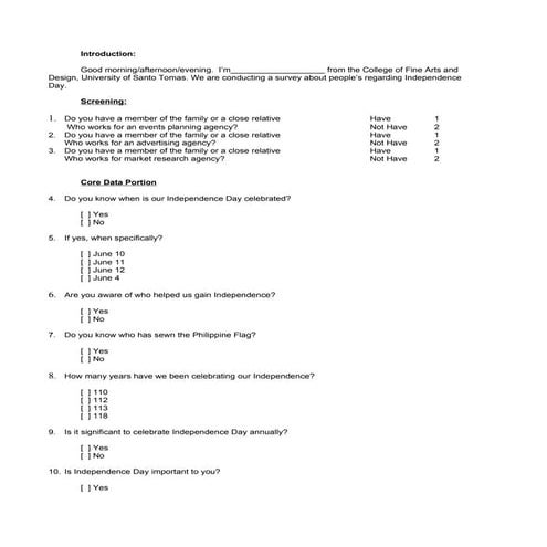 Survey form draft | DOC