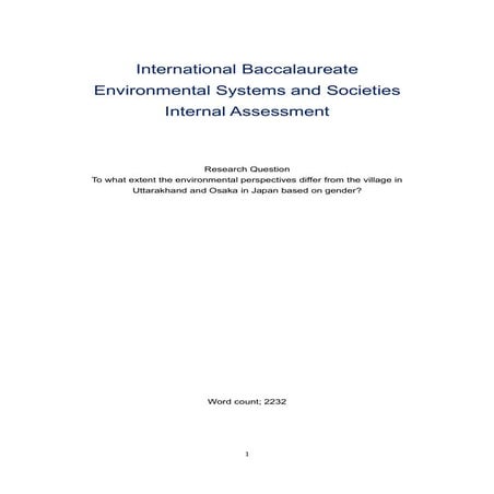 ESS IA -Survey IA -1 | PDF | Environment | Science