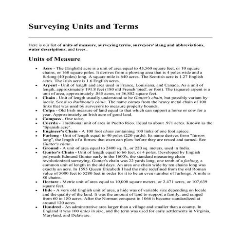Surveying units and terms | DOCX