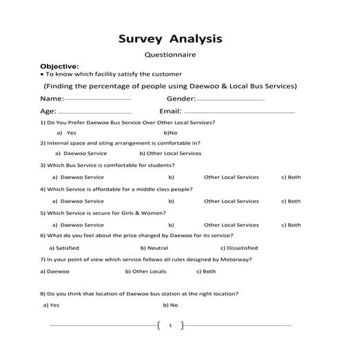 Bus Bus Survey Analysis | PDF
