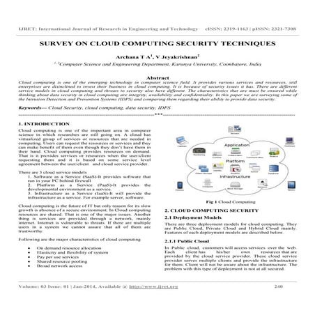 Survey On Cloud Computing Security Techniques Pdf