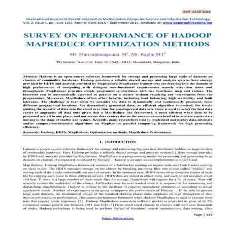 Survey On Performance Of Hadoop Map Reduce Optimization Methods Pdf 6756