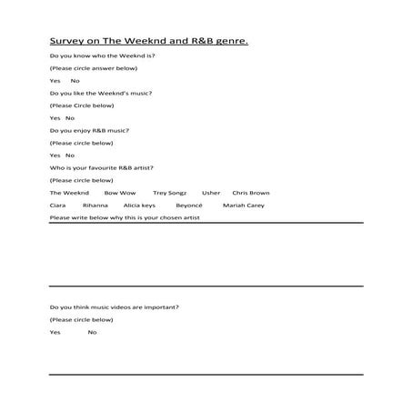 Survey on the weeknd | DOCX