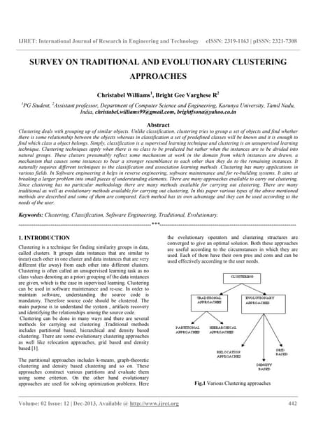 Survey On Traditional And Evolutionary Clustering Pdf