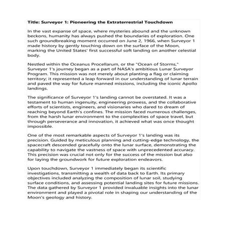 Surveyor 1 Pioneering the Extraterrestrial Touchdown.docx