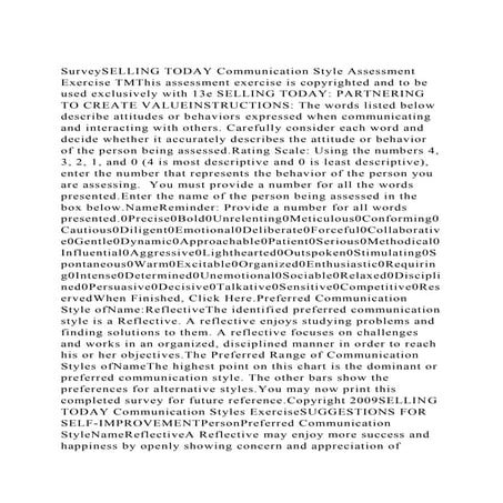 SurveySELLING TODAY Communication Style Assessment Exercise TMThis.docx