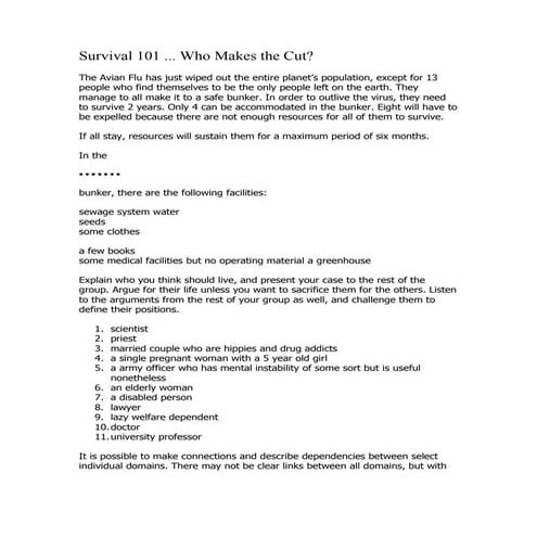 Survival activity instructions | PDF