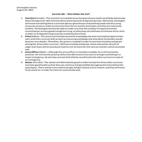 Survival activity instructions | PDF