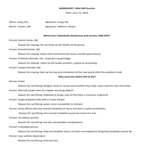 Survival activity instructions | PDF