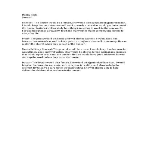 Survival activity | PDF