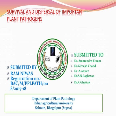 Survival and dispersal of important plant pathogen | PPTX