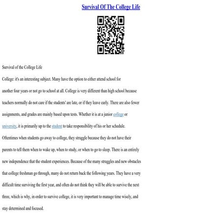 Survival Of The College Life | PPT