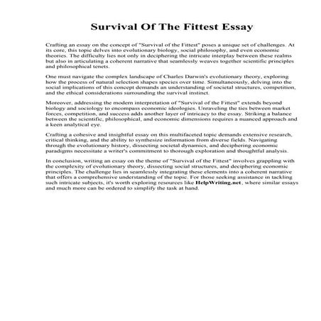 Survival Of The Fittest Essay. Online assignment writing service. | PDF