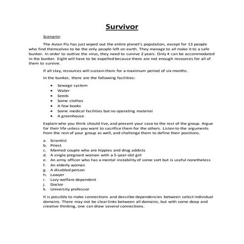 Survival activity instructions | PDF