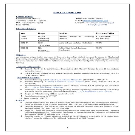 Suryajeet cv NIT AGARTALA | PDF
