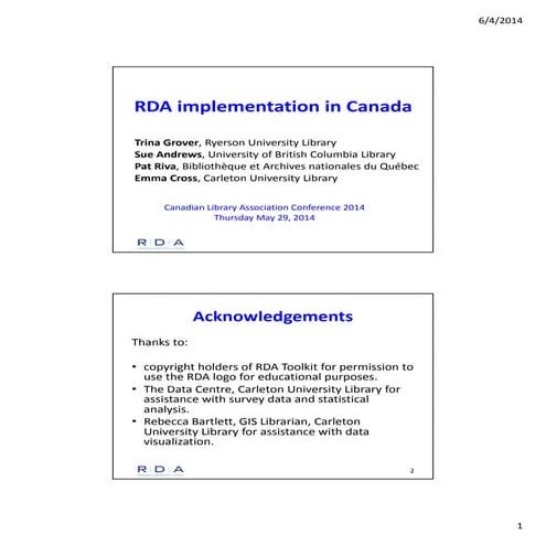 RDA implementation in Canada | PDF