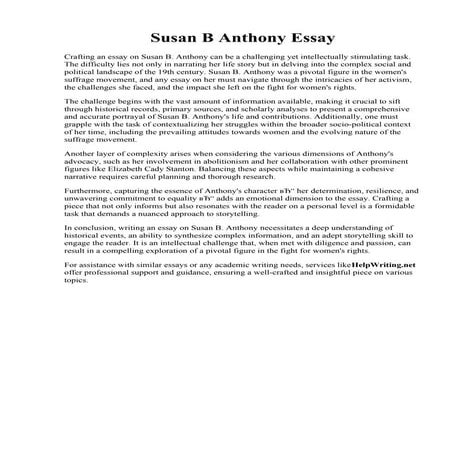 Susan B Anthony Essay. Image 8 of Susan B. Anthony Papers: Speeches and ...