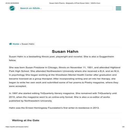 Susan Hahn Poems - Biography of Poet Susan Hahn · OZoFe.Com.pdf