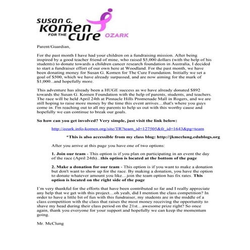 Susan komen letter | DOC
