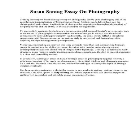 Susan Sontag Essay On Photography. Briarcliffe College | PDF