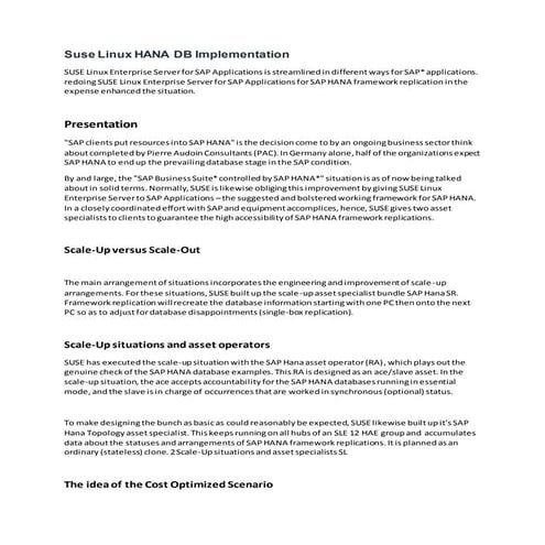 Suse linux hana db implementation | DOCX
