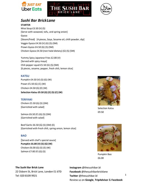 Sushi bar brick lane menu PDF
