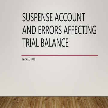 Suspense account and errors affecting trial balance | PPTX