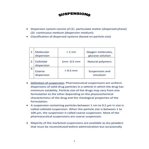 Formulation and manufacturing of suspensions | PPTX