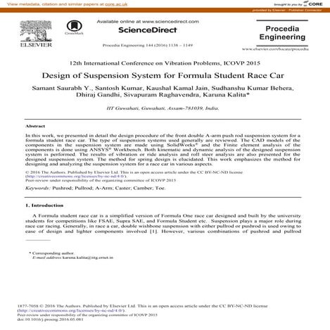 Dissertation - Design of a Formula Student Race Car Spring, Damper and ...