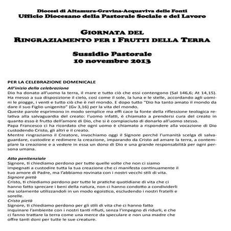 Sussidio giornata ringraziamento_2013 | PDF