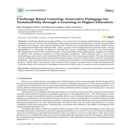 Challenge Based Learning: Innovative Pedagogy for Sustainability ...
