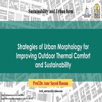 Strategies of Urban Morphologyfor Improving Outdoor Thermal Comfort and ...