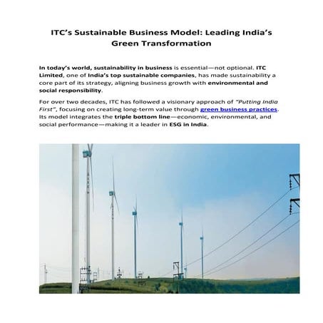 ITC Sustainability | Leading Sustainable Business & Green Innovation in ...