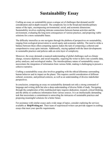 Essay On Sustainability | PDF
